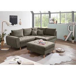 ED EXCITING DESIGN Ecksofa &raquo;Alice L-Form&laquo; mit Hocker & 3 Zierkissen braun 100% Polyester