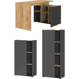 Germania B&uuml;rom&ouml;bel-Set &raquo;Adrano&laquo; 3 Stk. tlg. mit integriertem Sideboard grau