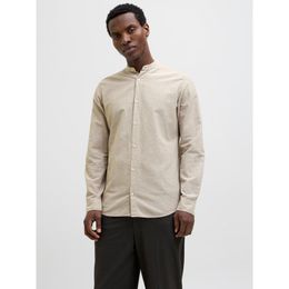 Jack & Jones Jack & Jones Herren Langarmhemd &raquo;JJEBREEZE BAND SHIRT LS SN&laquo; mit Bandkragen beige XS, N-Gr