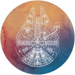 Komar Fototapete &raquo;Vlies selbstklebend - Star Wars Millennium Falcon - Gr&ouml;&szlig;e 125 x 125 cm&laquo; bedruckt glatt Kinderzimmer blau Vlies