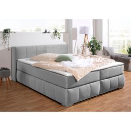 Home Affaire Boxspringbett &raquo;Chelles&laquo; inkl. Kaltschaumtopper, in 5 Breiten und 3 Matratzenarten silber Samtoptik (100% Polyester);Bezug der 