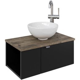 Waschtisch &raquo;Serie 6915 Waschschale mit Unterschrank f&uuml;r G&auml;stebad, G&auml;ste WC&laquo; Keramik-Aufsatzbecken, Waschtischplatte, Waschtischunterschrank, 3 Stk. 