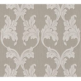 ARCHITECTS PAPER Textiltapete &raquo;Tessuto&laquo; Barock floral gemustert samtig Tapete Barock Tapeten Wohnzimmer Schlafzimmer K&uuml;che modern Flur Design grau Viskose, Vlies