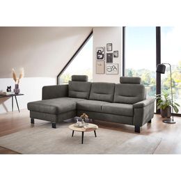 Die PlanBar Ecksofa &raquo;PP-PF23172 L-Form, Breite 244 cm&laquo; Eckgarnitur mit besonders kleinem Stellma&szlig; ca. 160 x 244 cm grau 100% Polyester