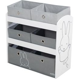 Roba Kinderregal &raquo;miffy , grau&laquo; inklusive 5 Stoffboxen in 2 Gr&ouml;&szlig;en grau MDF