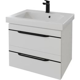 Waschtisch &raquo;Serie Balto Mineralmarmor-Waschtisch mit Unterschrank, 64,4 cm breit&laquo; 2 Stk. tlg. Waschplatz mit 2 Schubladen, Badschrank in verschiedenen