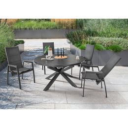 Destiny Garten-Essgruppe &raquo;COSTA HL ARONA&laquo; Set, 1 Ausziehtisch, 4 Hochlehner verstellbar, 5 Stk. tlg. (Set, 5-tlg., 4 Hochlehner, 1 Ausziehtisch &Oslash; 120/170x75cm