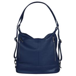 Samantha Look Damen Cityrucksack echt Leder, Made in Italy blau B/H/T: 34cm x 31cm x 15cm, onesize