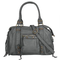Samantha Look Damen Shopper echt Leder, Made in Italy grau