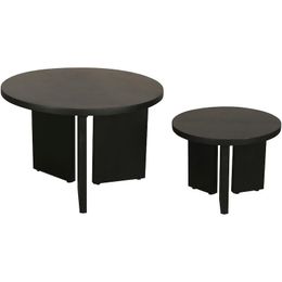ByLiving Couchtisch &raquo;Round&laquo; Set, aus 2,5cm starkem Massivholz schwarz, einzeln oder im Set stellbar schwarz