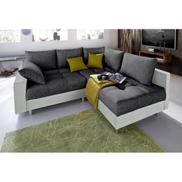 Collection AB Ecksofa &raquo;Antonia L-Form&laquo; mit Federkern und zus&auml;tzlichem Hocker schwarz Microfaser PRIMABELLE (100% Polyester) / Struktur (20% Polyacryl;