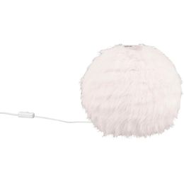 REALITY LEUCHTEN Schreibtischlampe &raquo;FURRY, Tischleuchte m. Pl&uuml;sch Lampenschirm H&ouml;he 24cm &Oslash; 30cm, Schalter&laquo; E14 1 Stk. warmwei&szlig; - kaltwei&szlig; exkl 1xE14 