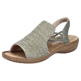 Rieker Damen Sandale Sommerschuh, Sandalette, Schlupfschuh mit seitlichen Gummiz&uuml;gen gr&uuml;n 36