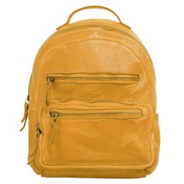 CLUTY Damen Cityrucksack echt Leder, Made in Italy gelb B/H/T: 27cm x 24cm x 6cm, onesize