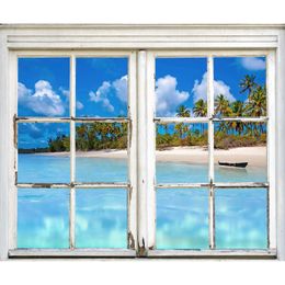 queence Wandsticker &raquo;Insel&laquo; Wandsticker, Wandbild, selbstklebend, 3D, Fenster blau