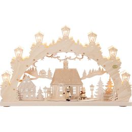 SAICO Original LED Schwibbogen &raquo;Lichterbogen, Kind mit Schlitten&laquo; Premium LED-Beleuchtung, warmwei&szlig;, BxHxT: 52x32x4,5 cm Holz teilmassiv