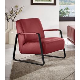 W.Schillig Cocktailsessel &raquo;quadroo Loungesessel,&laquo; mit bezogenen Armlehnen, Gestell in Schwarz pulverbeschichtet rot Velourgewebe V41 (100% Polyester);