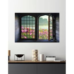 queence Wandsticker &raquo;Blumenwiese&laquo; Wandsticker, Wandbild, selbstklebend, 3D, Fenster bunt Vinyl