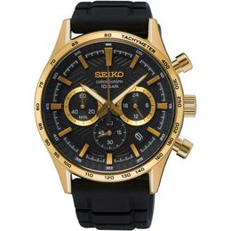 Seiko Herren Chronograph Armbanduhr, Quarzuhr, Herrenuhr, Stoppfunktion, Datum schwarz