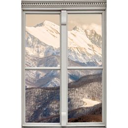 queence Wandsticker &raquo;Berge&laquo; Wandsticker, Wandbild, selbstklebend, 3D, Fenster wei&szlig;