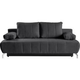 WERK2 Schlafsofa &raquo;Troya Bettsofa mit Bettkasten und Federkern, Breite 210cm&laquo; 2-Sitzer Sofa und Schlafcouch mit Federkern & Bettkasten grau 95% 