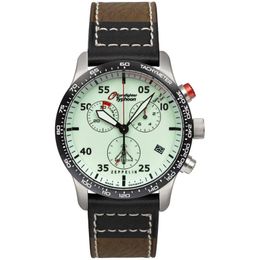 Zeppelin Herren Zeppelin Chronograph &raquo;Eurofighter Typhoon&laquo; Armbanduhr, Quarz, Herren, Leuchtzifferblatt, Made in Germany gr&uuml;n
