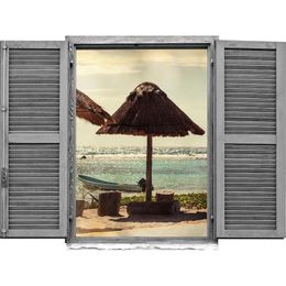 queence Wandtattoo &raquo;Palapa&laquo; Wandsticker, Wandbild, selbstklebend, 3D, Fenster bunt