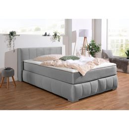 Home Affaire Boxspringbett &raquo;Chelles&laquo; inkl. Kaltschaumtopper, in 5 Breiten und 3 Matratzenarten silber Samtoptik (100% Polyester);Bezug der 