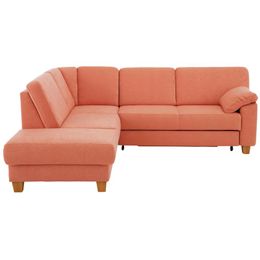 Home Affaire Ecksofa &raquo;Belfort L-Form&laquo; mit Federkern, wahlweise mit Bettfunktion und Stauraum orange Struktur fein ( 100% Polyester);Luxus-Microfaser 