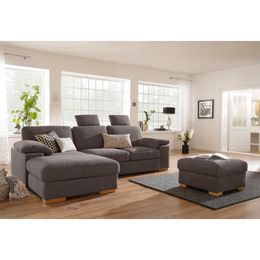 Home Affaire Ecksofa &raquo;Ventura L-Form&laquo; wahlweise mit Bettfunktion und Bettfunktion/Bettkasten braun Luxus-Microfaser in Lederoptik (100% Polyester);