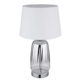 Globo LIGHTING Tischleuchte &raquo;CLASSY&laquo; E27 1 Stk. Design Tischlampe, Wohnzimmer, Schlafzimmer, Flur, Textilschirm silber