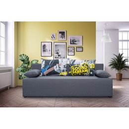 exxpo - sofa fashion 3-Sitzer &raquo;Tabou Sound Scream Schlafsofa Breite 193cm&laquo; mit Schlaffunktion und Bettkasten, inkl. loser Zier- und R&uuml;ckenkissen grau