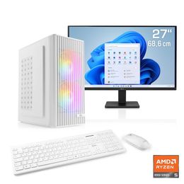 CSL PC-Komplettsystem &raquo;Spectrum V25235&laquo; 27 &prime;&prime; AMD Ryzen 5 32 GB RAM 1.000 GB SSD wei&szlig; Inkl. 27 Zoll Full-HD Monitor, Maus, Tastatur, 300 MBit/s WLAN-