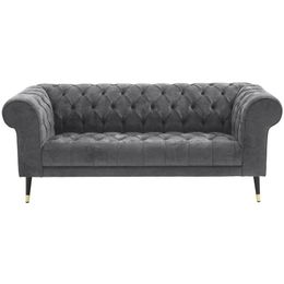 Home Affaire Chesterfield-Sofa &raquo;Tinnum&laquo; grau Luxus-Microfaser Vintageoptik (66% PU, 27% Polyester, 7% Baumwolle);Struktur weich( 97% Polyester, 3% 
