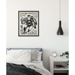 Komar Wandbild &raquo;Marvel Iron Man Lino-Cut&laquo; Disney Set, 1 Stk. tlg. 30 x 40 cm (Breite x H&ouml;he) - Kinderzimmer, Dekoration schwarz Vlies