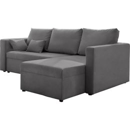 Home Affaire Ecksofa &raquo;Pur L-Form&laquo; wahlweise mit Bettfunktion grau Struktur (100% Polyester);100% Polyester Melrose ;Luxus-Microfaser Nubuk (100% 