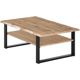 Stolkom Couchtisch &raquo;Venice Wohnzimmertisch mit Baumkante, BxHxT 107x40x66 cm&laquo; Baumkantenoptik, Industrial Style, 1 Ablageboden, Wotan Eiche Optik schwarz