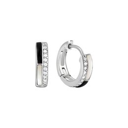 Vivance Damen Paar Creolen &raquo;925/- Sterling Silber rhodiniert Perlmutt Onyx Zirkonia&laquo; wei&szlig;