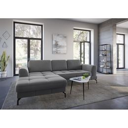 Sit & More sit&more Ecksofa &raquo;Bendigo L-Form&laquo; inklusive Sitztiefenverstellung, Bodenfreiheit 15 cm, 2 Fu&szlig;farben grau