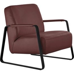 W.Schillig Cocktailsessel &raquo;quadroo Loungesessel,&laquo; mit bezogenen Armlehnen, Gestell in Schwarz pulverbeschichtet rot Velourgewebe V41 (100% Polyester);