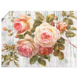 Artland &raquo;Vintage Rosen auf Holz&laquo; Blumen 1 Stk. tlg. als Leinwandbild, Poster in verschied. Gr&ouml;&szlig;en pink
