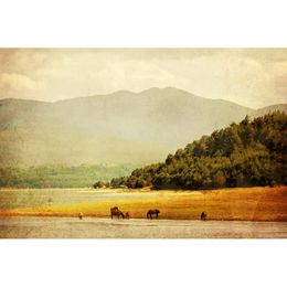 papermoon Fototapete &raquo;LANDSCHAFT-HERBST NATUR BERGE GEBIRGE WALD B&Auml;UME SEE&laquo; bunt Vlies