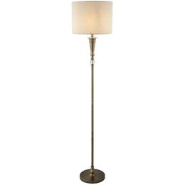 Searchlight Stehlampe &raquo;Oscar Floor Lamp - Antique Brass Metal & Linen Shade&laquo; E27 1 Stk.