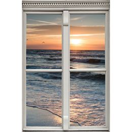 queence Wandsticker &raquo;Sonnenuntergang&laquo; Wandsticker, Wandbild, selbstklebend, 3D, Fenster orange