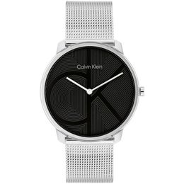 Calvin Klein Herren Quarzuhr &raquo;CK ICONIC 40 mm&laquo; Armbanduhr, Damenuhr, Herrenuhr, Edelstahlarmband, analog silber