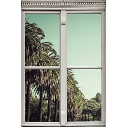 queence Wandsticker &raquo;Palmenallee&laquo; Wandsticker, Wandbild, selbstklebend, 3D, Fenster gr&uuml;n