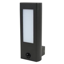 Heitronic LED Wandleuchte &raquo;Amarillo&laquo; LED-Modul 1 Stk. Warmwei&szlig; Poller- Au&szlig;enlampe, gro&szlig;fl&auml;chiger Lichtaustritt,Bewegungsmelder grau