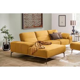 W.Schillig Ecksofa &raquo;3&laquo; mit Holzsockel, F&uuml;&szlig;e in Bronze pulverbeschichtet, Breite 319 cm gelb Longlife Xtra-Leder Z73: Naturwalkleder der Luxusklasse 