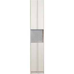 Woood Vitrine &raquo;Basu Smalle Hochschrank&laquo; 2 T&uuml;ren, 1 Schublade, H 210 cm x B 40 cm wei&szlig; FSC -zertifizierter Holzwerkstoff