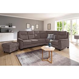 Home Affaire Ecksofa &raquo;Boccaccio L-Form&laquo; mit Federkern, incl. Kopfteilverstellung, wahlweise Bettfunktion grau Struktur weich (90% Polyester / 10% 